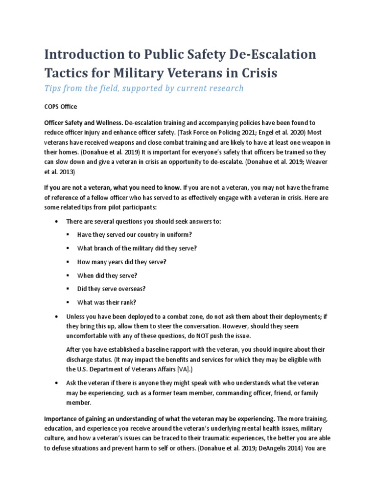 Introduction To Public Safety de Escalation Tactics For Military ...