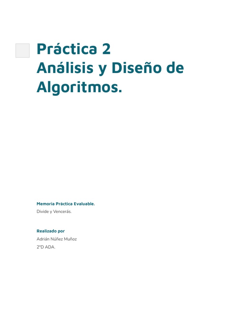 Práctica 2 ADA | PDF | Estructura de datos de matriz | Algoritmos