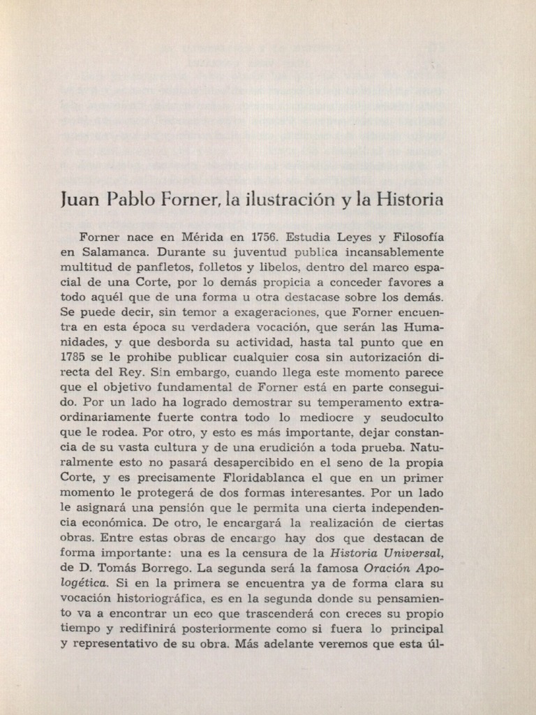 Juan Pablo Forner, La Ilustracion y La Historia | PDF