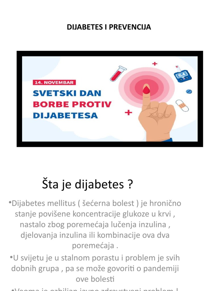Prezentacija Dijabetes I Prevencija | PDF