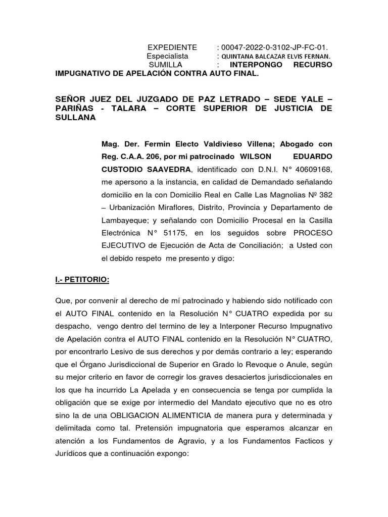 Apelación de Auto Final - Eduardo | PDF | Justicia | Crimen y violencia