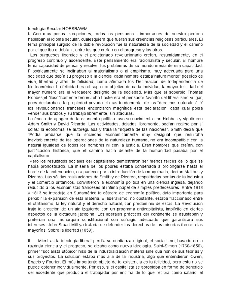 La evolución de las ideologías seculares desde la Ilustración hasta el ...