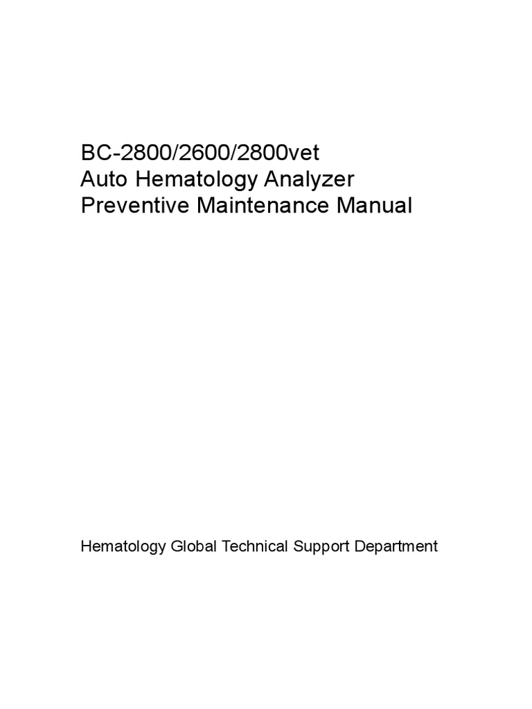 BC-2800&2600&2800vet Preventive Maintenance Manual | PDF | Mechanical Engineering | Tools