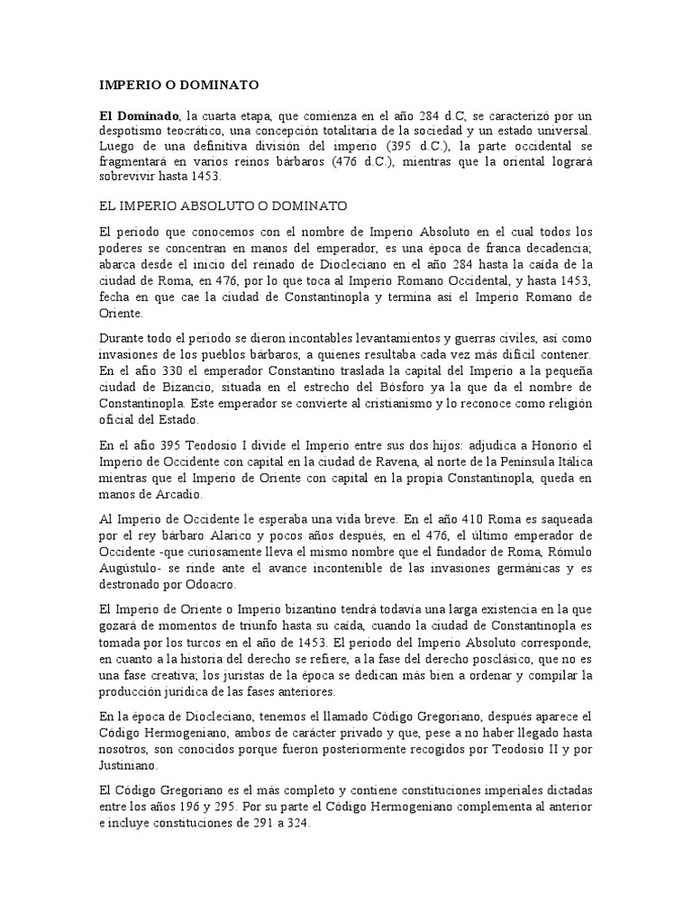 El Dominato en el Imperio Romano | PDF | imperio Bizantino | imperio Romano