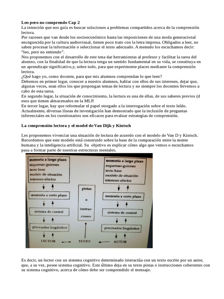 Leo Pero No Comprendo Cap 2 Resumen | PDF | Memoria | Comprensión lectora
