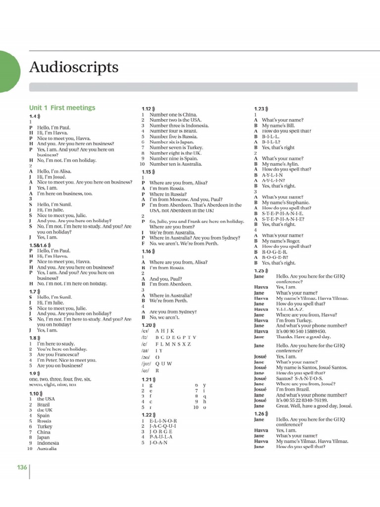 Navigate Beginner Tapescript - List Irregular Verbs | PDF
