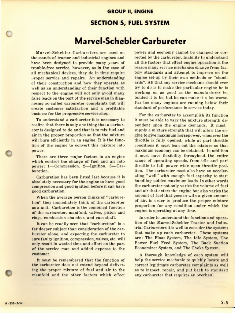 Marvel-Schebler Carburetor Manual | PDF | Carburetor | Throttle
