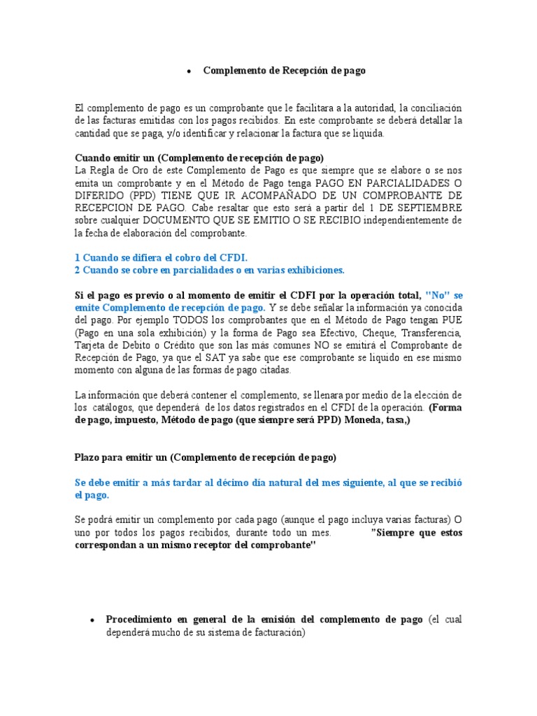 Guía del Complemento de Pago SAT | PDF | Factura
