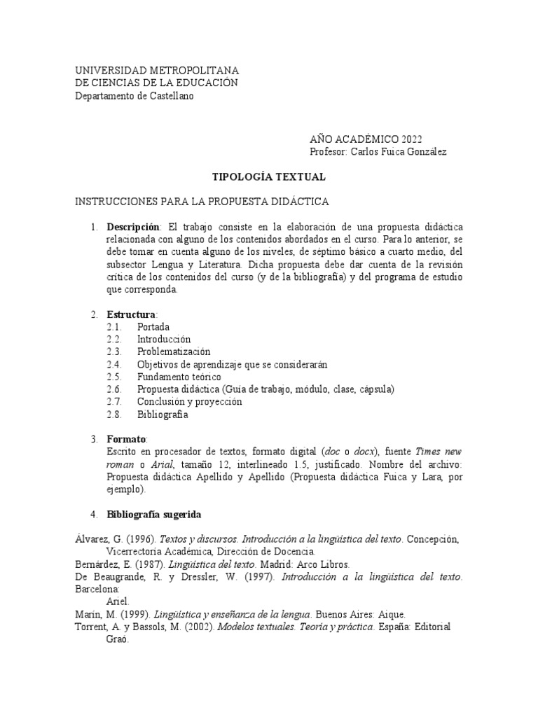 Instrucciones para La Propuesta Did Ctica | PDF | Evaluación | Aprendizaje