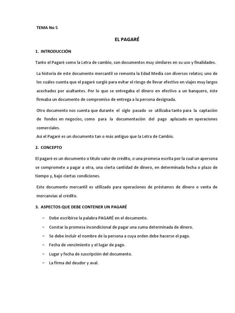 Tema 5 Doc Merc | PDF | Pagaré | Pagos