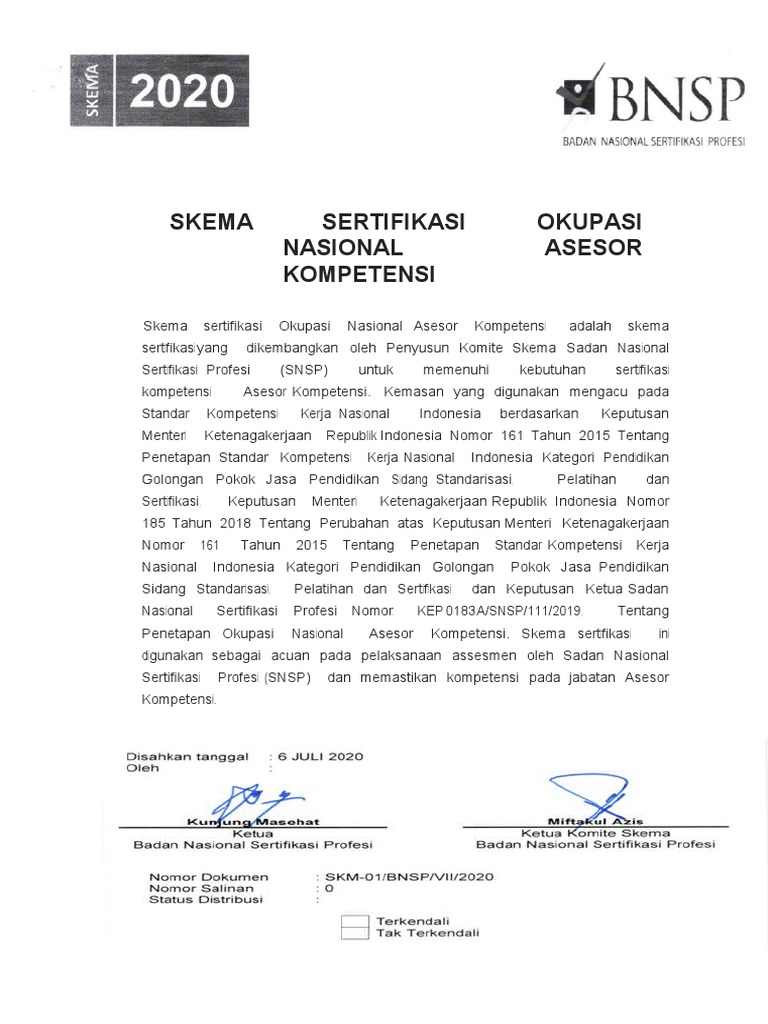 03.a. Skema Sertifikasi Okupasi Asesor Kompetensi | PDF | Bisnis
