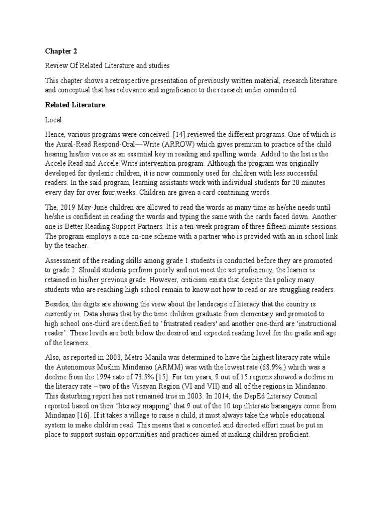 Chapter 2 RRL | PDF | Literacy | Reading Comprehension
