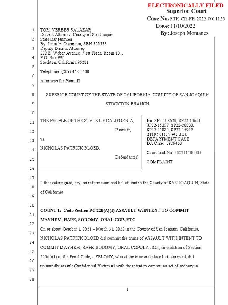 Nicholas Bloed Complaint | PDF | Crimes | Crime & Violence