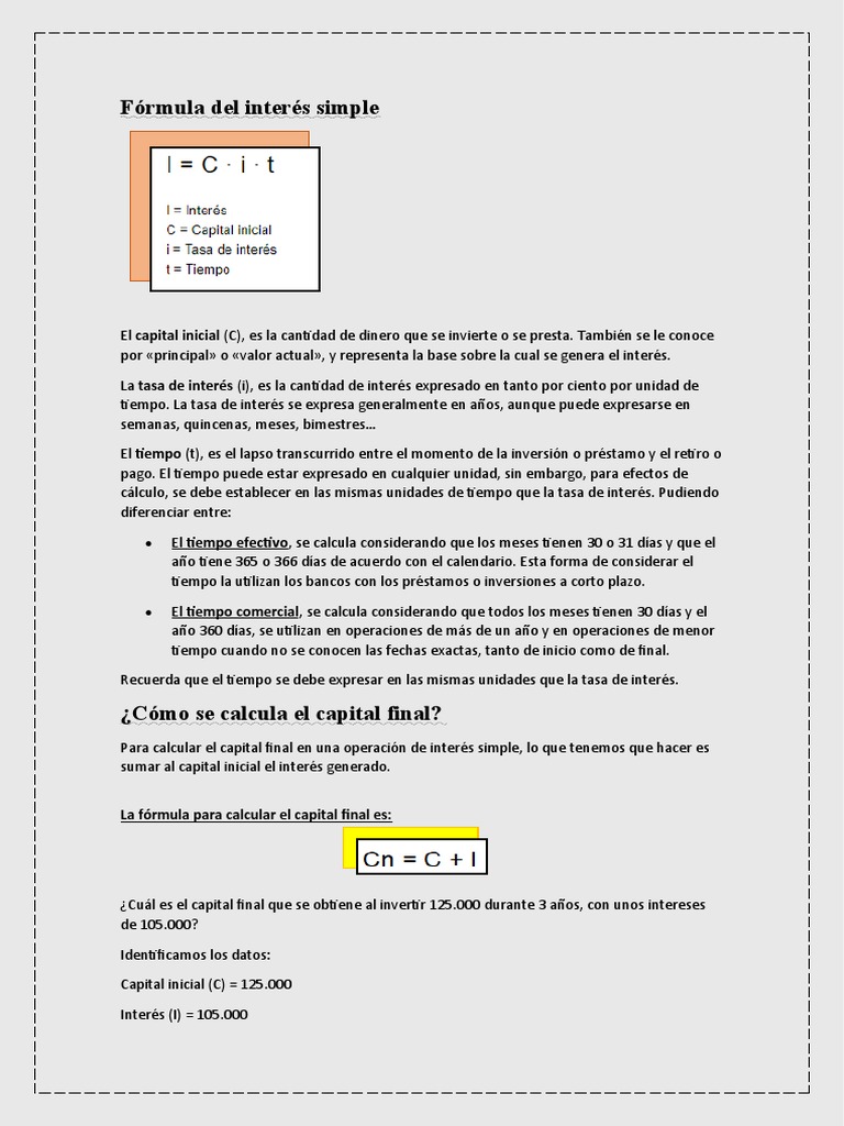 Fórmula del interés simple: explicación y cálculo de capitales, tasas e ...