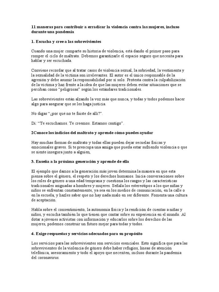 11 Maneras para Contribuir A Erradicar La Violencia Contra Las Mujeres ...
