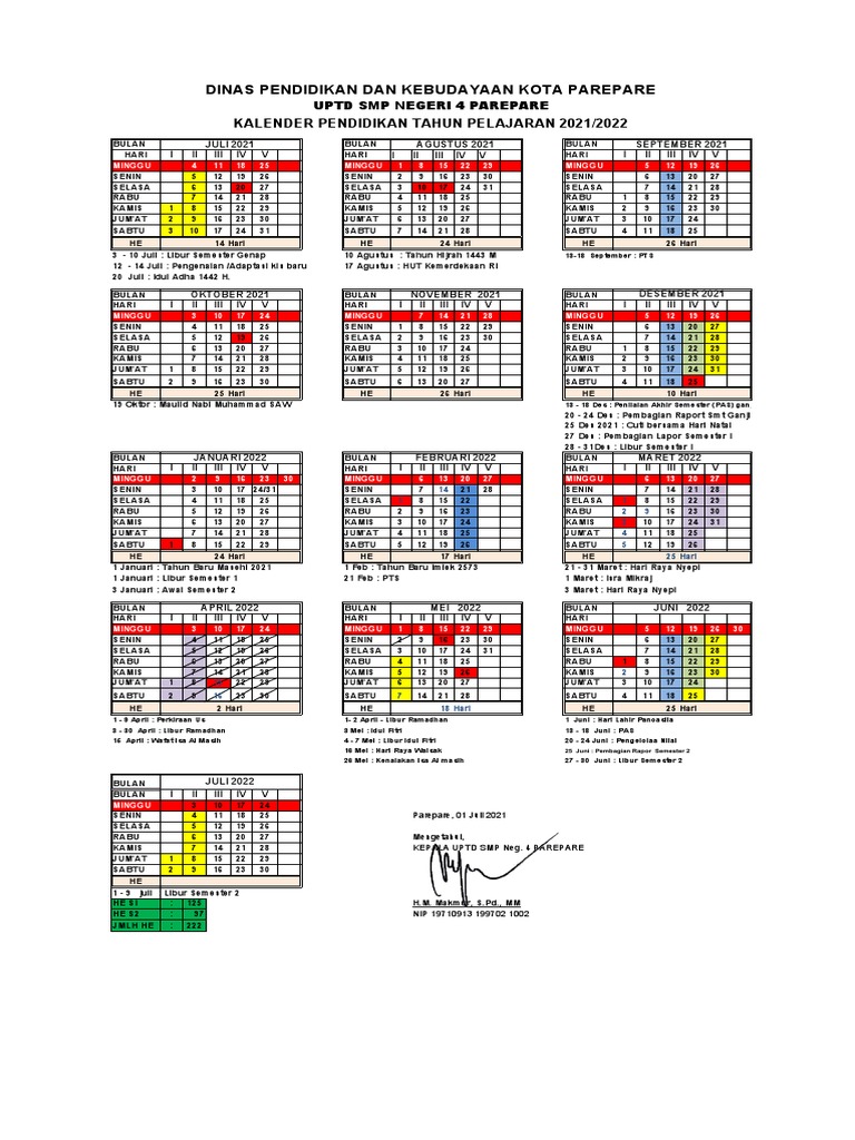 Kalender Pendidikan 2021 - 2022 | PDF