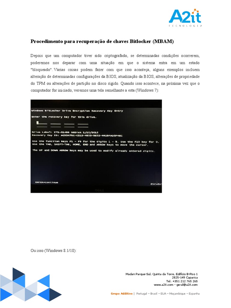 Procedimento Key Recovery Bitlocker e Relatórios | PDF | Microsoft Windows | BIOS