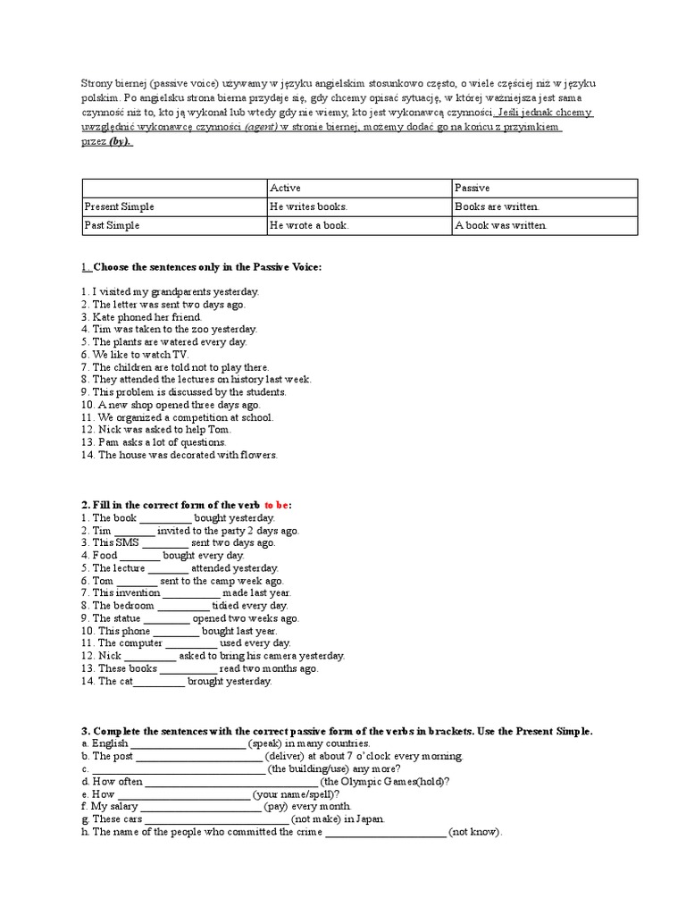 The Passive Voice: An In-Depth Look at Its Usage and Forms in the English Language | PDF
