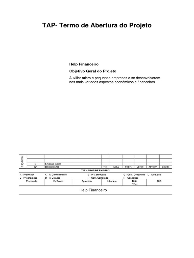 TAP-Termo de Abertura Do Projeto | PDF