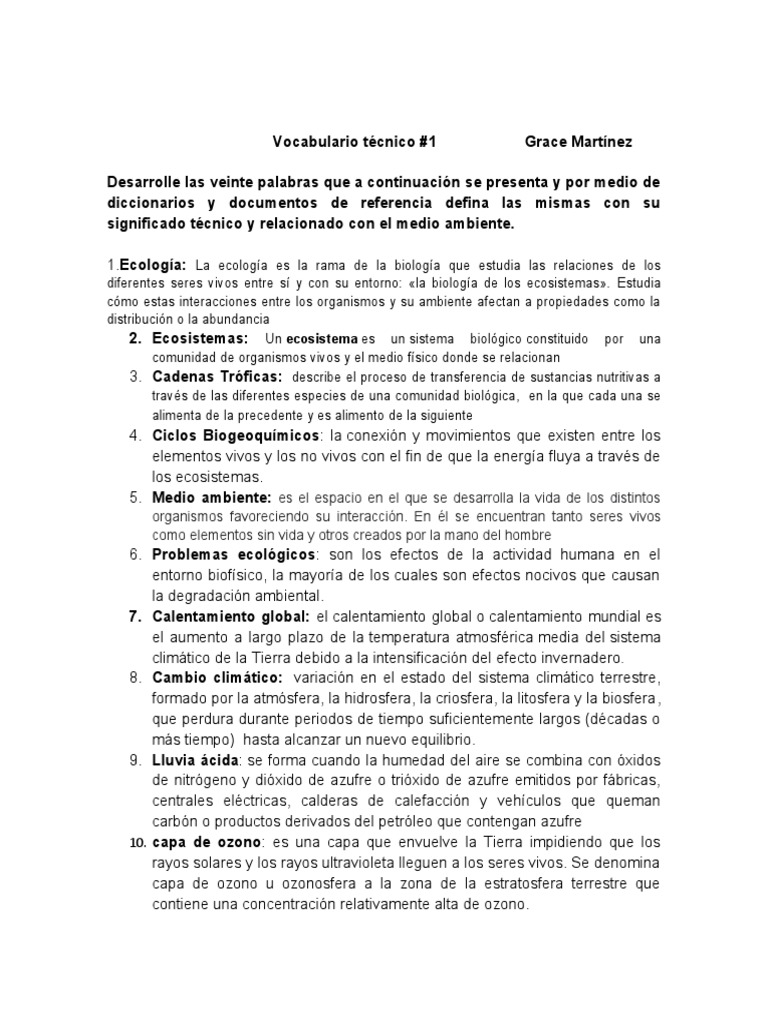 Vocabulario Técnico del Medio Ambiente | PDF | Entorno natural | Ecología