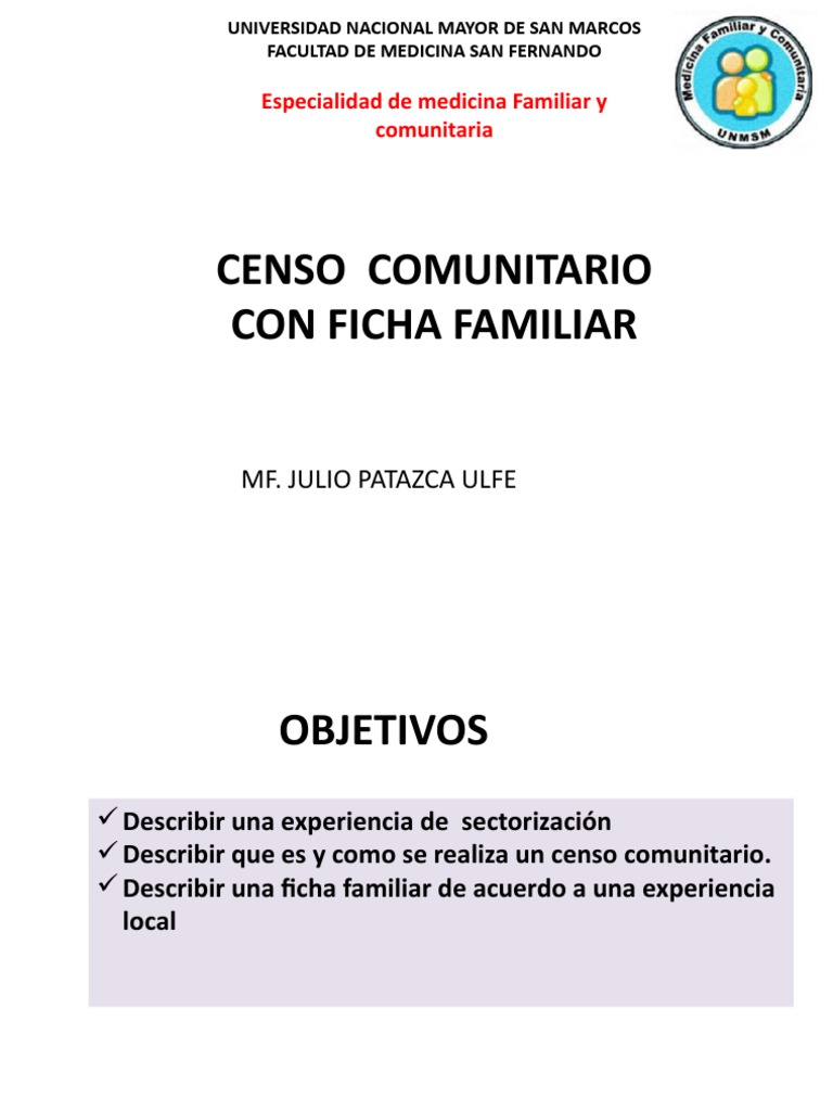 Censo Comunitario y Ficha Familiar | PDF | Planificación | Ciencia ...
