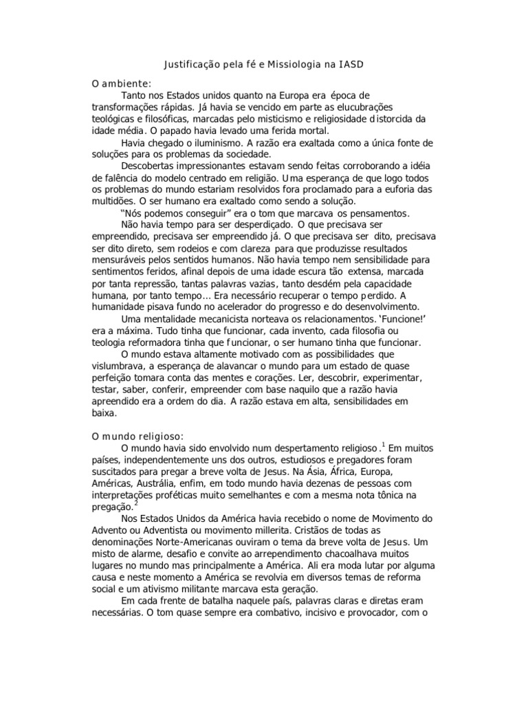 Justificação Pela Fé e Missiologia Na IASD - PALESTRA SALT 2008 | PDF ...