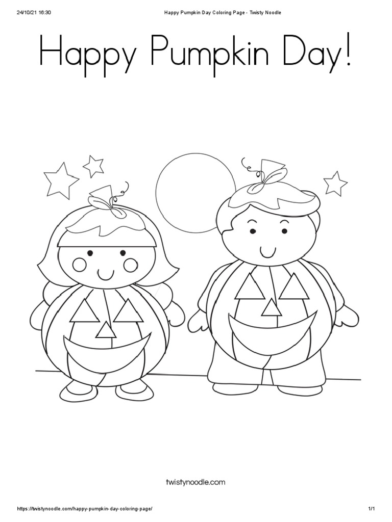 Happy Pumpkin Day Coloring Page - Twisty Noodle | PDF