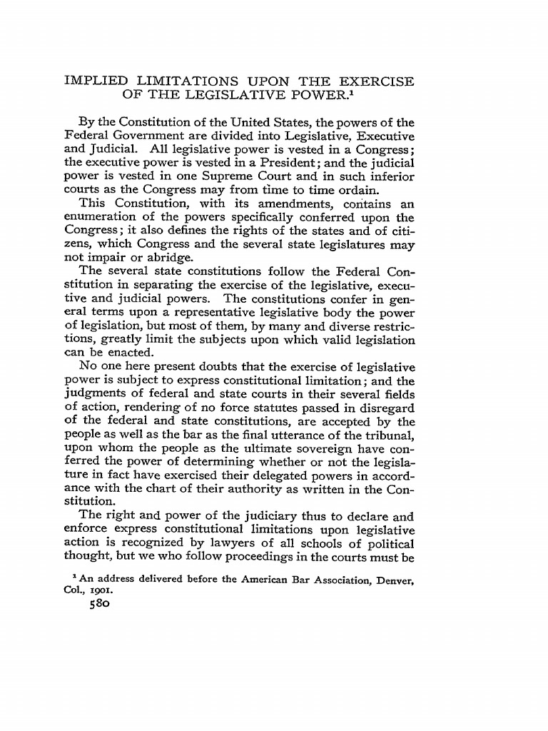 Implied Limitations Upon The Exercise of The Legislative Power | PDF ...