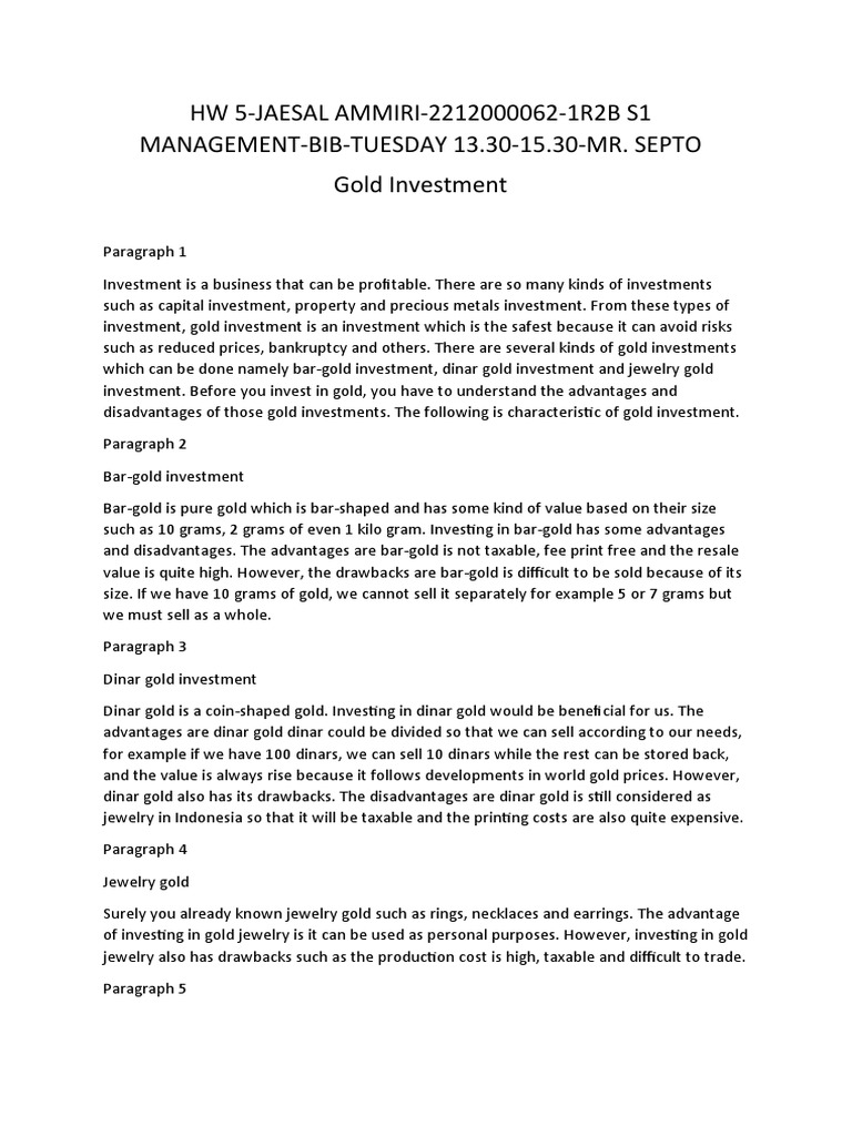 Gold Investment-1 | PDF | Gold | Gold As An Investment