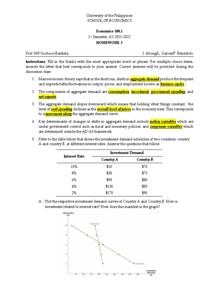 Homework 3 Answer Key Pdf Multiplier Economics Aggregate Demand
