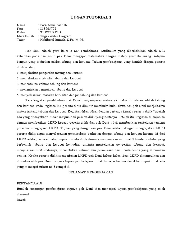 Pembelajaran Geometri: Tabung & Kerucut | PDF