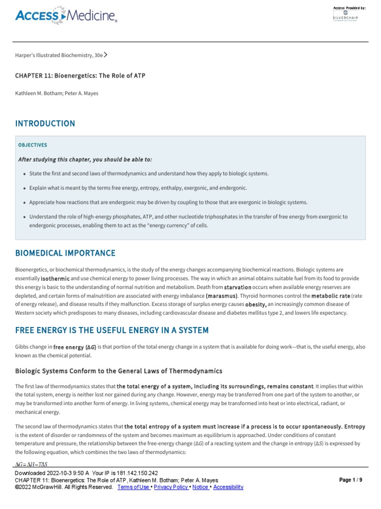 Anexo 1. Botham, K Mayes, P. (2022) - Chapter 11 - Bioenergetics - The Role of ATP. McGraw Hill ...
