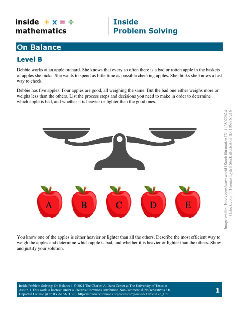 Inside Problem Solving On Balance Levelb Student 2021 | PDF