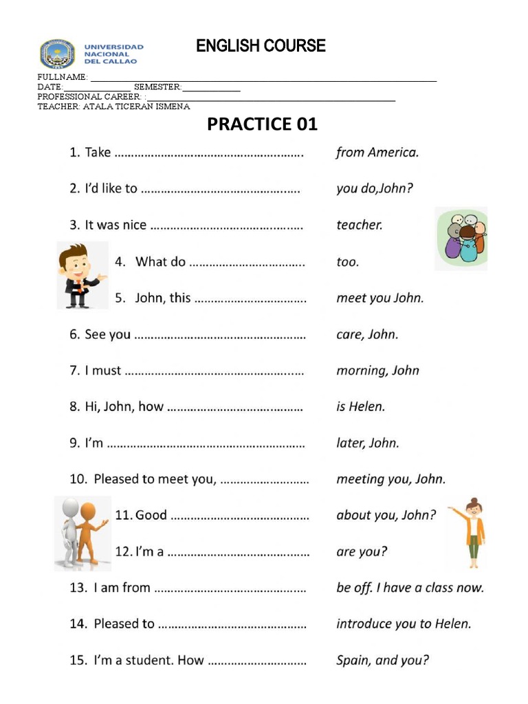 Practice 01 Greeting and Farewell A | PDF
