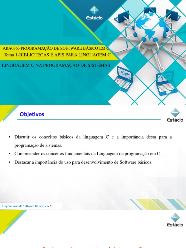 Introdução à programação básica em C: estrutura do curso, bibliografia ...