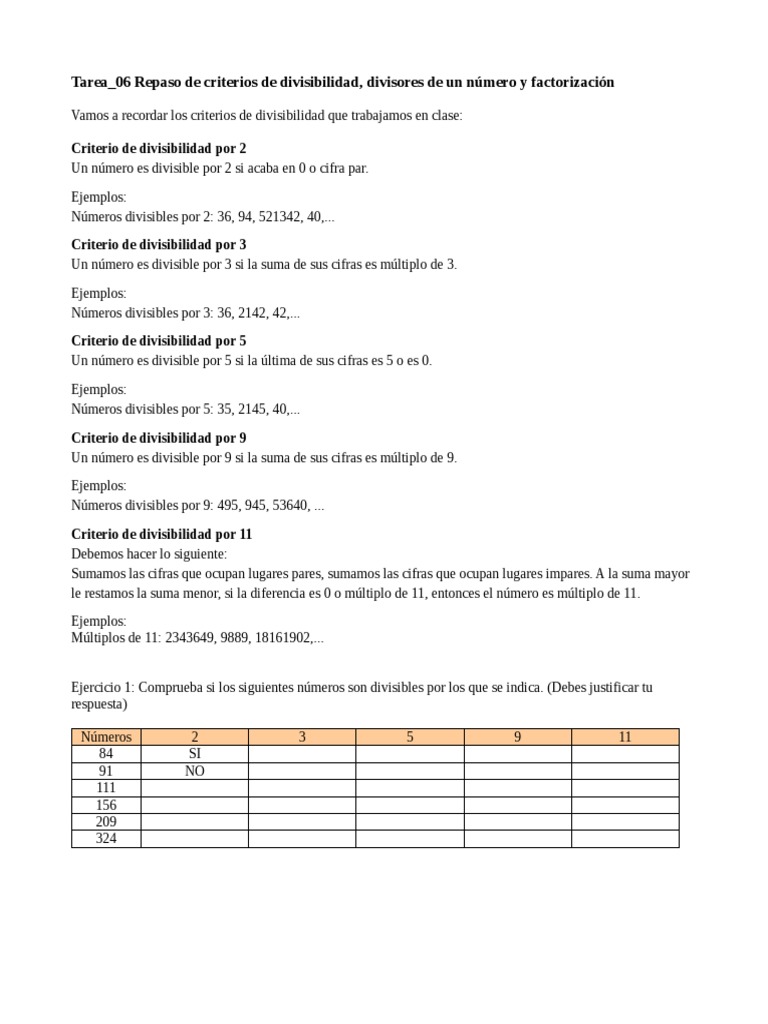 Tarea 09 Mates 1o Eso | PDF | Teoría de los números | Matemática Elemental Tarea 09 Mates 1o Eso | PDF | Teoría de los números | Matemática Elemental
