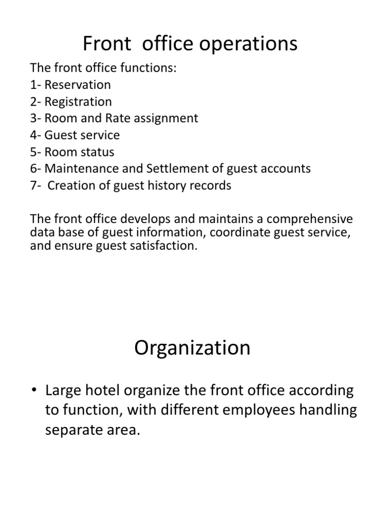 Front Office Operations Presentation 1 | PDF | Employment | Business