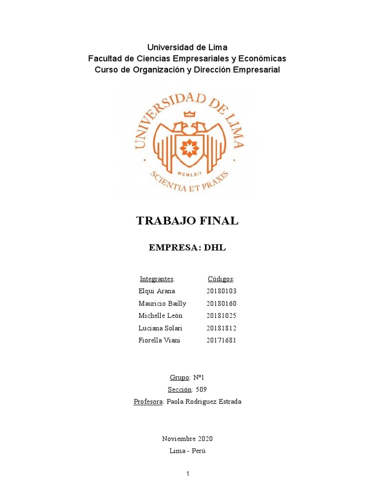 Trabajo Final Orga - DHL | PDF | Logística | Business