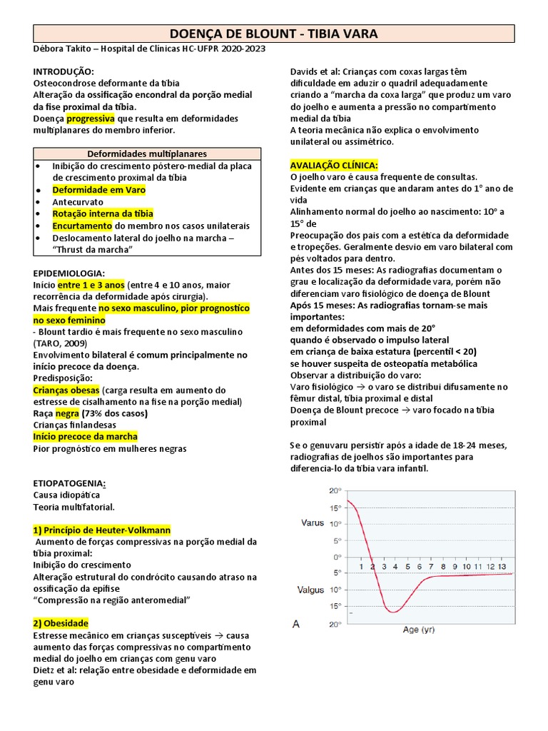 Blount - Tibia Vara - Débora Takito | PDF | Joelho | Medicina Clínica