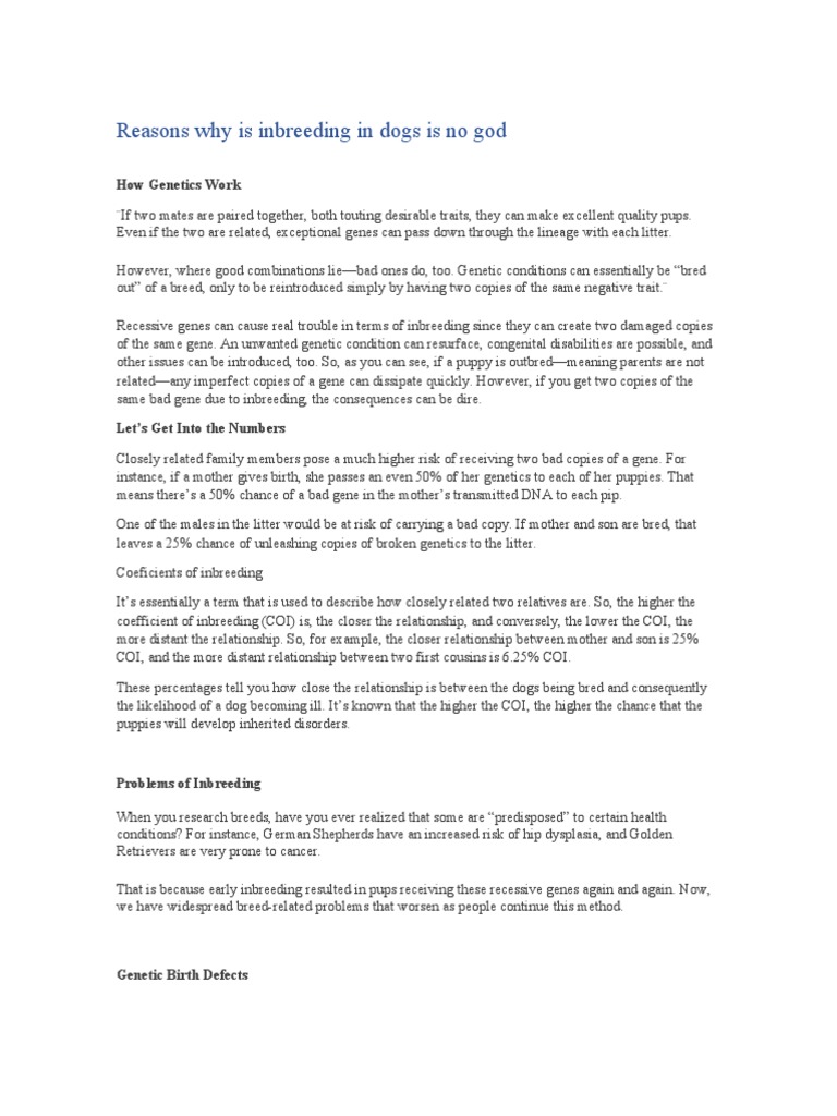 The Genetic Risks of Inbreeding in Dogs and How It Can Lead to Health ...