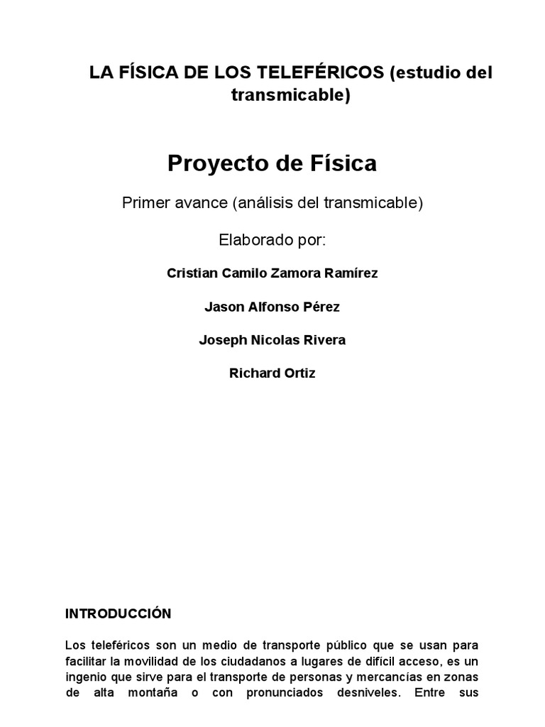 Funcionamiento del Teleférico y Física | PDF | Fuerza | Velocidad