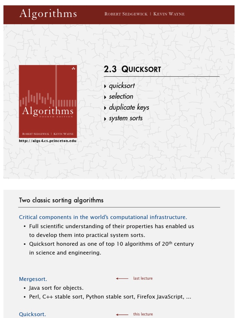 Slides 23quicksort | PDF | Algorithms And Data Structures | Computer Programming