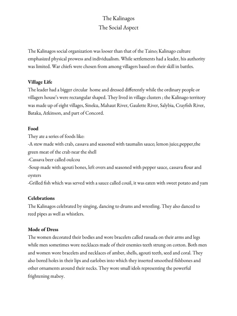 The Kalinagos (The Social Aspect) | PDF | Social Science | Travel