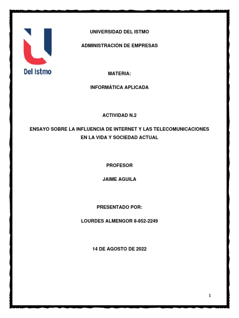 Influencia de Internet en la Sociedad Actual | PDF | Internet ...
