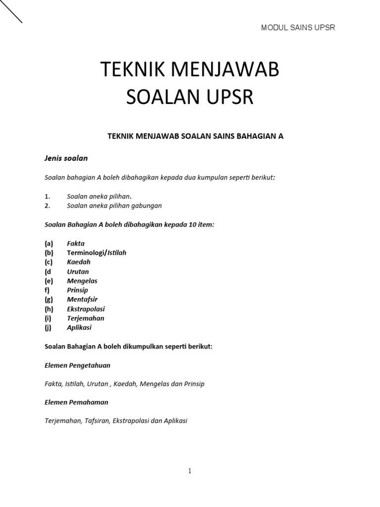 Modul Sains UPSR | PDF