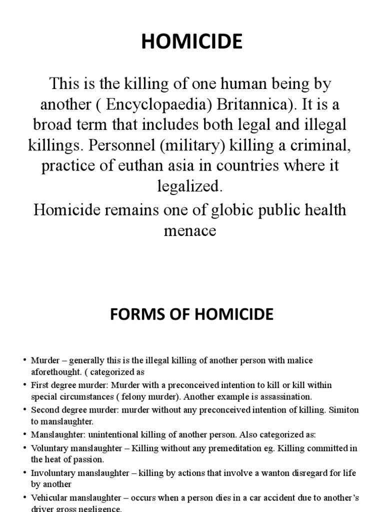 Homicide Cs Powerpoint | PDF | Manslaughter | Murder