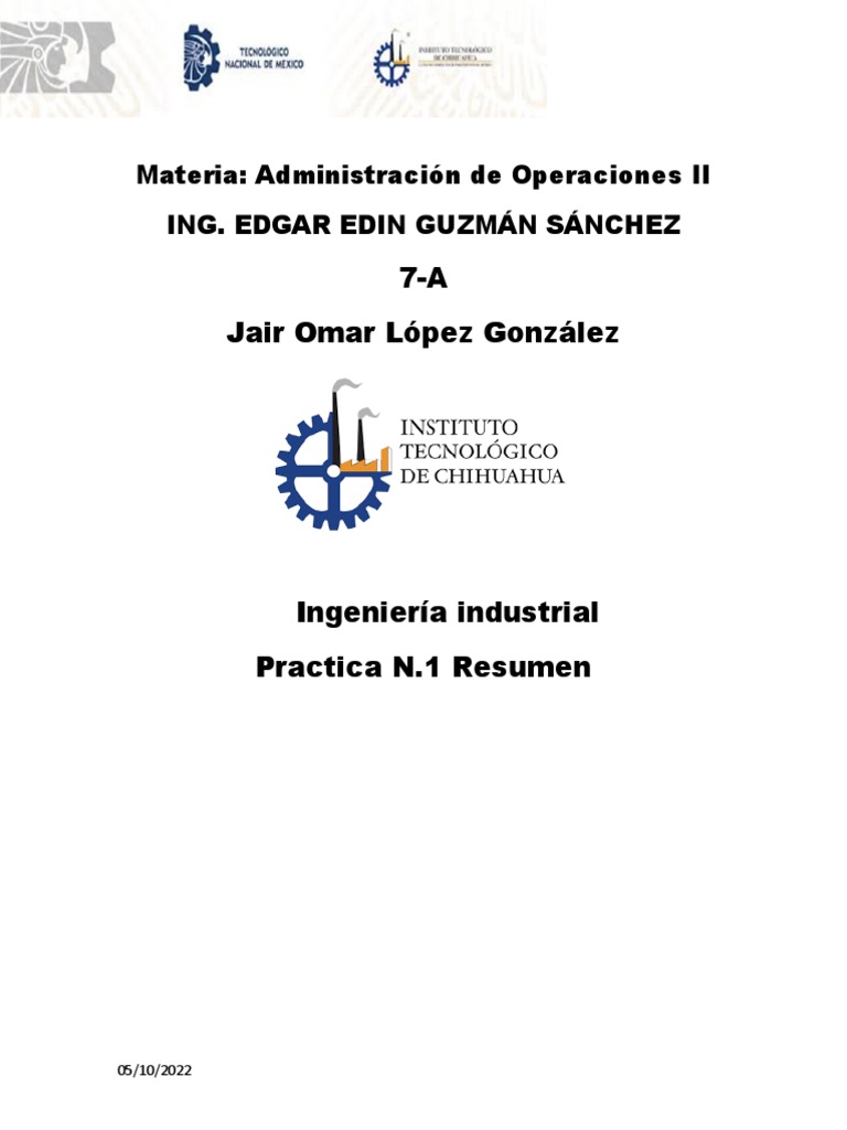 Practica 1 Unidad 2 Administracion de Las Operaciones II | PDF