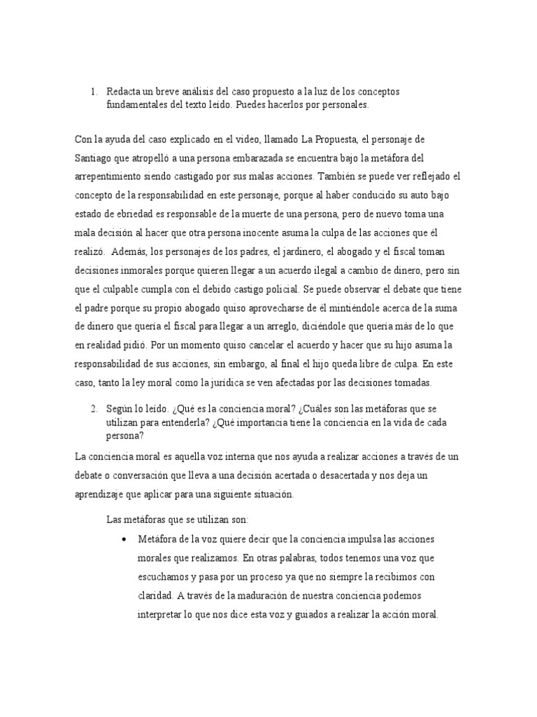 Análisis de la conciencia moral y responsabilidad | PDF | Moralidad ...