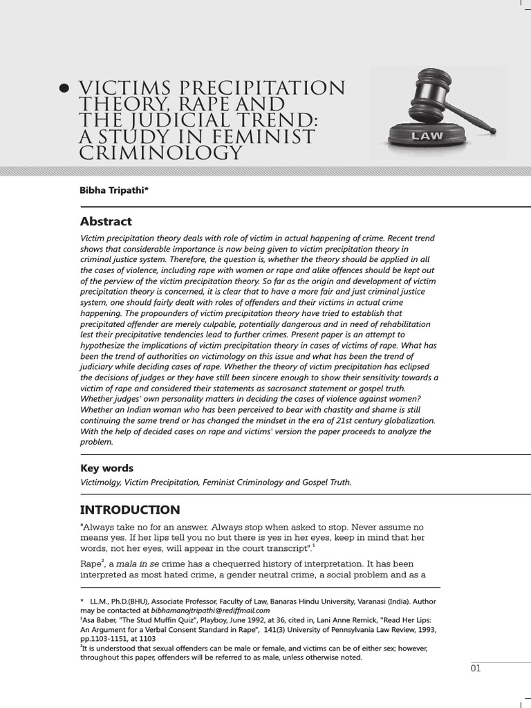 Victims Precipitation Theory Rape and The Judicial Trend A Study in ...