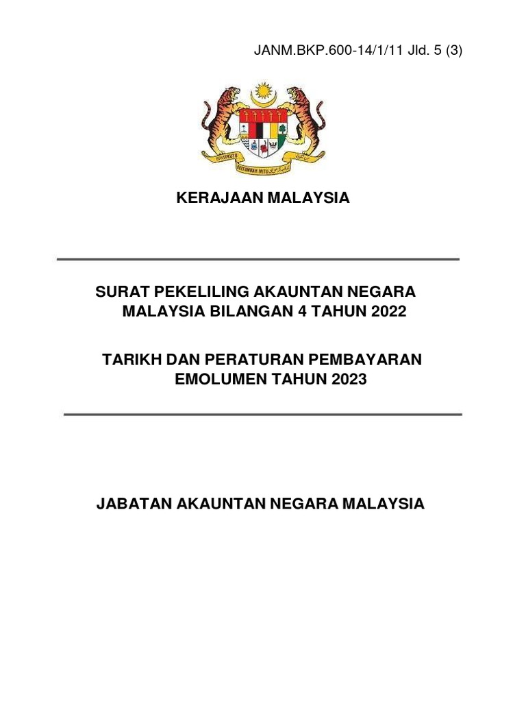 SPANM Tarikh Dan Peraturan Pembayaran Emolumen Tahun 2023 | PDF